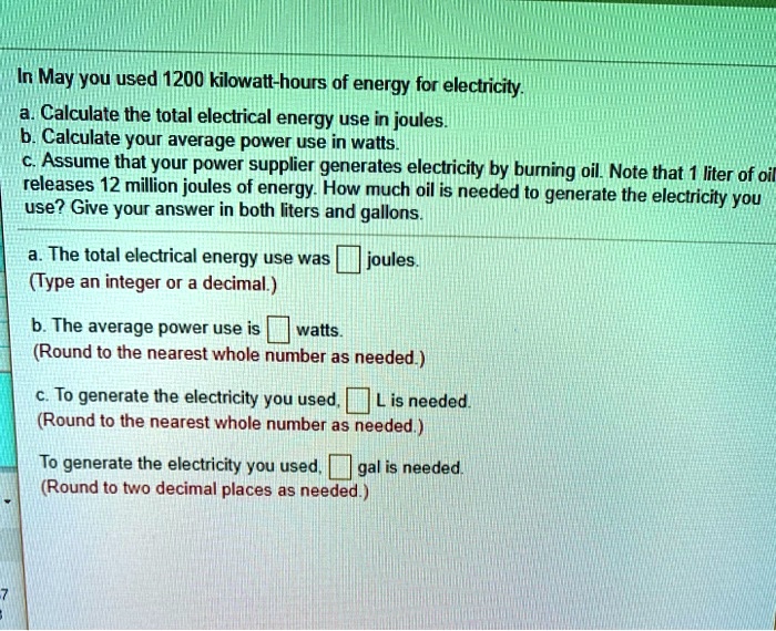 in may you used 1200 kilowatt hours of energy for electricity calculate the total electrical ...