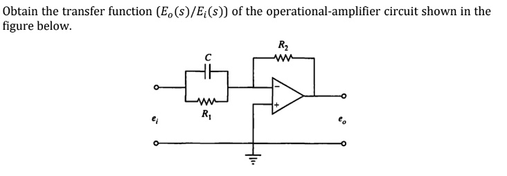 obtain the transfer function eoseis of the operational amplifier circuit shown in the figure ...