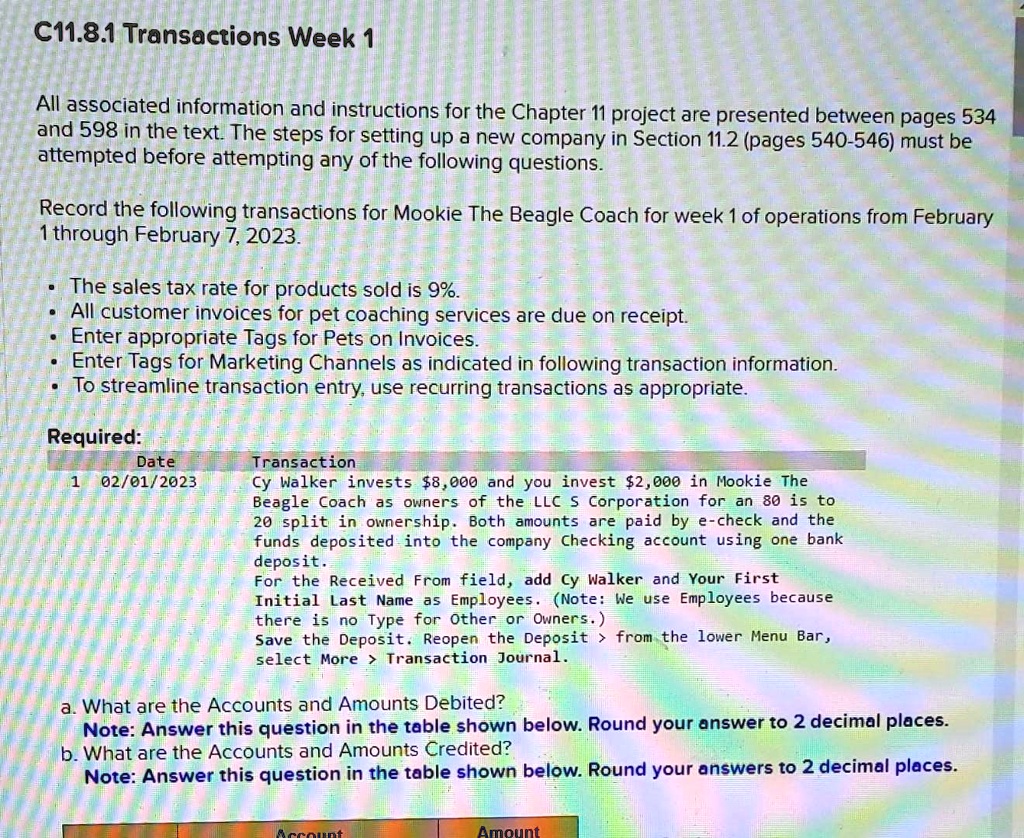 C11.8.1 Transactions Week 1 All associated information and instructions ...