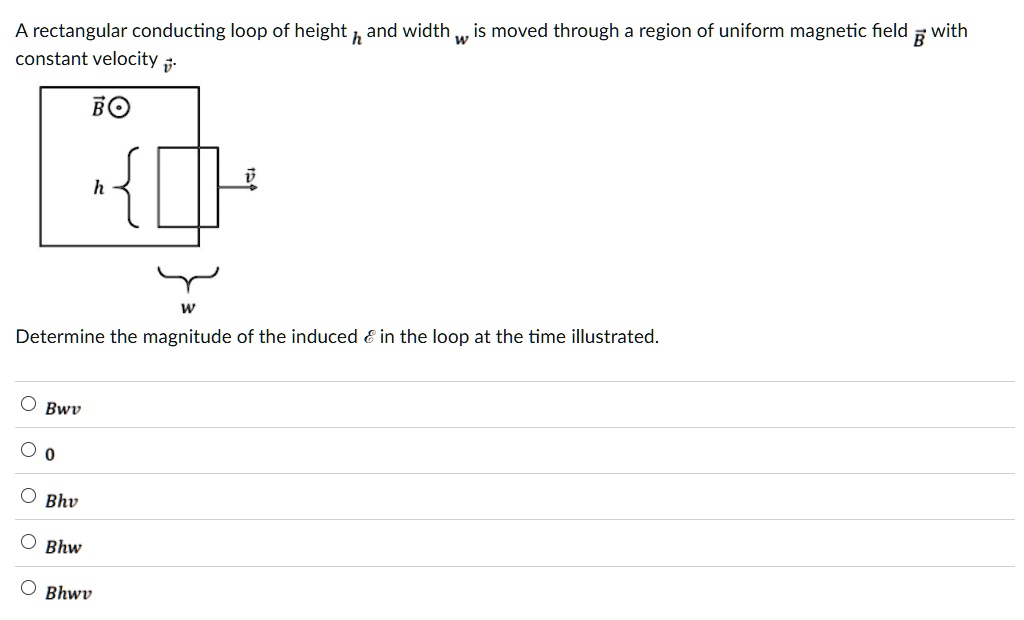 a rectangular conducting loop of height h and width w is moved through a region of uniform ...