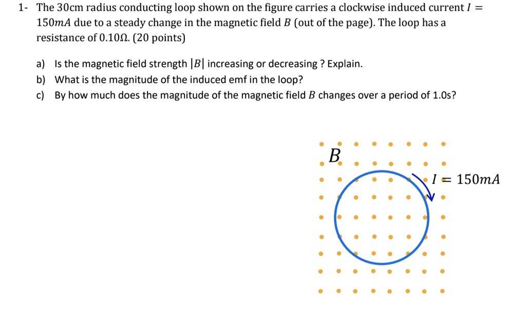 1 the 30cm radius conducting loop shown on the figure carries a ...