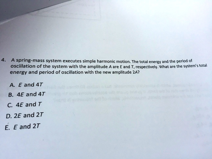 spring-mass system executes simple harmonic motion. The total energy ...