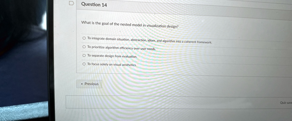 Solved Question 14 What Is The Goal Of The Nested Model In Visualization Design To Integrate