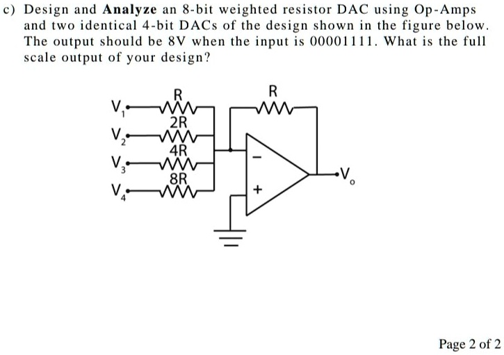 SOLVED: Design and Analyze an 8-bit weighted resistor DAC using Op-Amps and two identical 4-bit ...