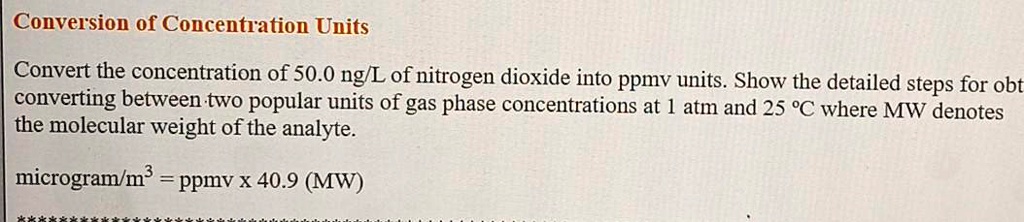 SOLVED:Conversion of Concentration Units Convert the concentration of ...