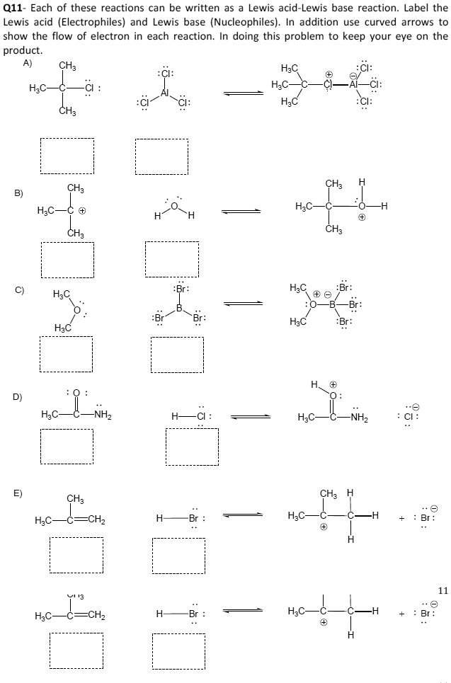 SOLVED: Q11 Each 0r these reactions can be written as Lewis acid-Lewis ...