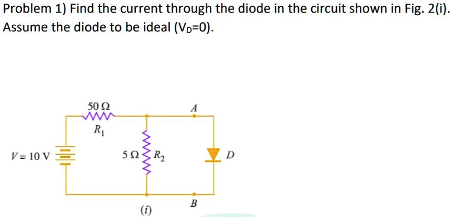 SOLVED: Problem 1: Find the current through the diode in the circuit shown in Fig. 2(i). Assume ...