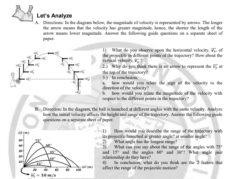 Let's Analyze A. Directions: In the diagram below, the magnitude of velocity is represented by ...