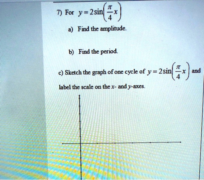 SOLVED: T 7) For y= 2sin] Find the amplitude. 6) Find the period Sketch the graph ofone cycle of ...