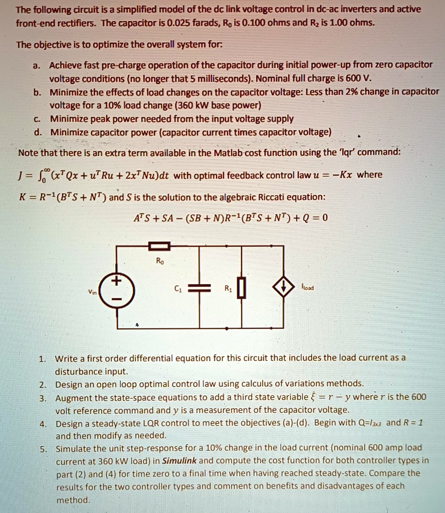 SOLVED: The following circuit is a simplified model of the DC link voltage control in DC-AC ...