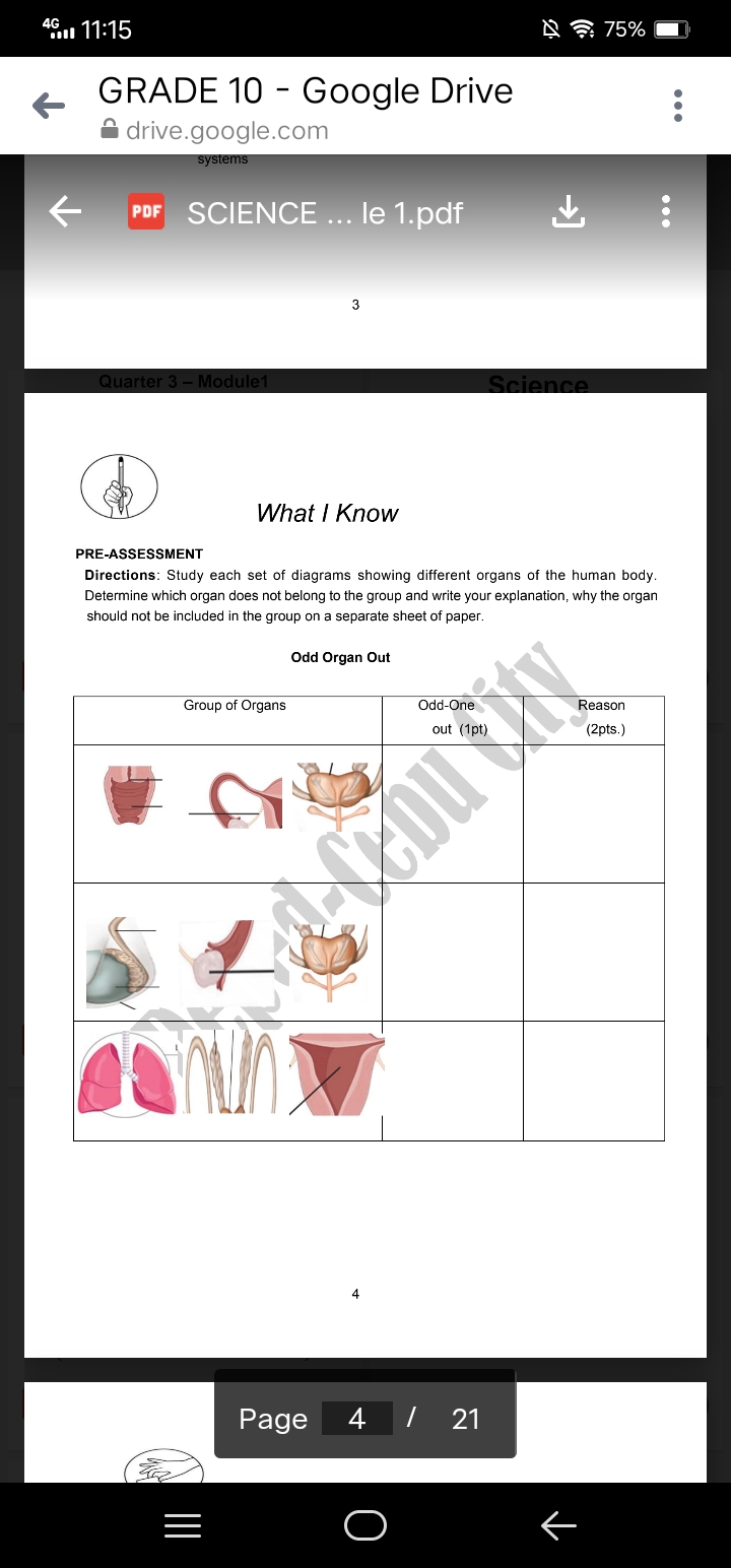 SOLVED: 46 11:15 ?? 75 % GRADE 10 - Google Drive drive.google.com ...