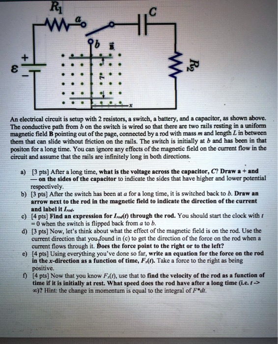 SOLVED: An electrical circuit is setup with 2 resistors, a switch, a ...