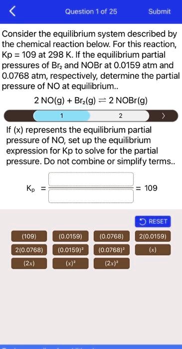 SOLVED: Consider the equilibrium system described by the chemical ...