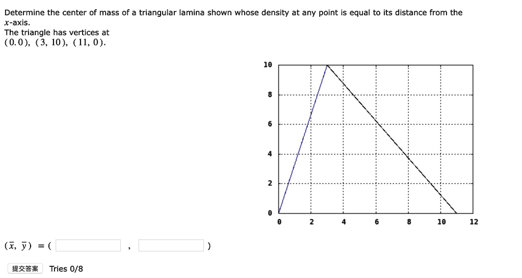 SOLVED: Determine the center of mass of a triangular lamina shown whose ...