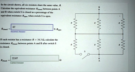 in the circuit shown all six resistors share the same value r calculate the equivalent ...