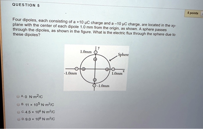 question points four dipoles each consisting of a 10 uc charge and a 10 ...