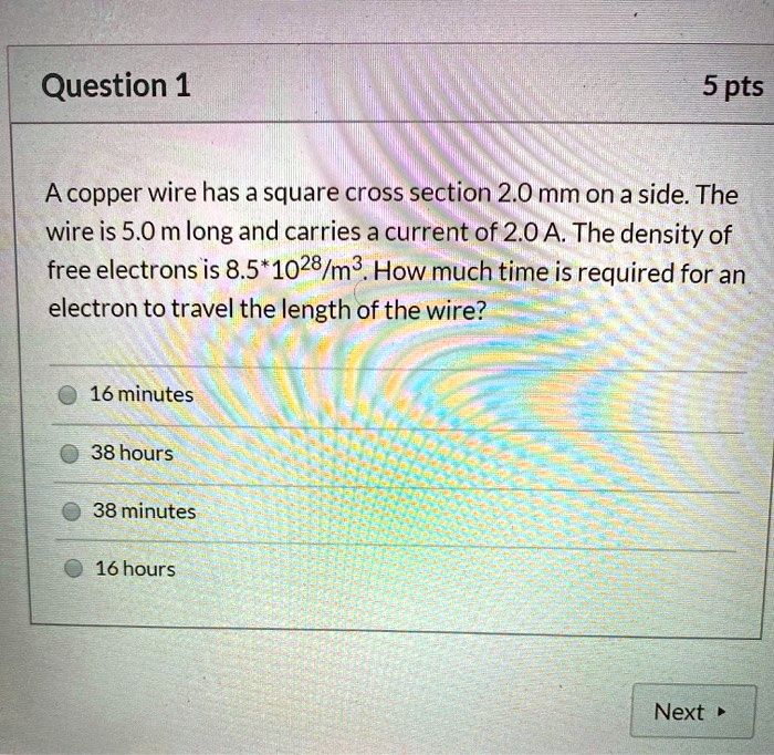 Solved Question 1 5 Pts Acopper Wire Has A Square Cross Section 2 0 Mm On A Side The Wire Is 5