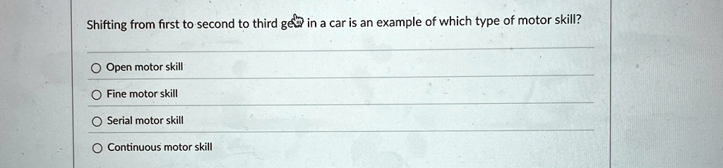 shifting from first to second to third gear in a car is an example of ...