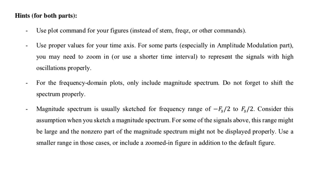 Solved Hints For Both Parts Use Plot Command For Your Figures Instead Of Stem Freqz Or