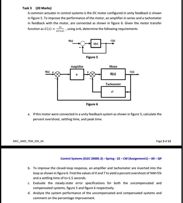 SOLVED: Task3 20 Marks A common actuator in control systems is the DC ... SOLVED: Task3 20 Marks A common actuator in control systems is the DC ...