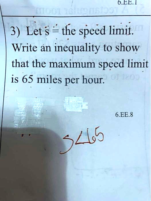 VIDEO solution: Let x be the speed limit. Write an inequality to show ...