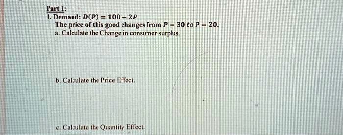 SOLVED: Texts: Part 1: 1. Demand DP = 100 - 2P. The price of this good ...