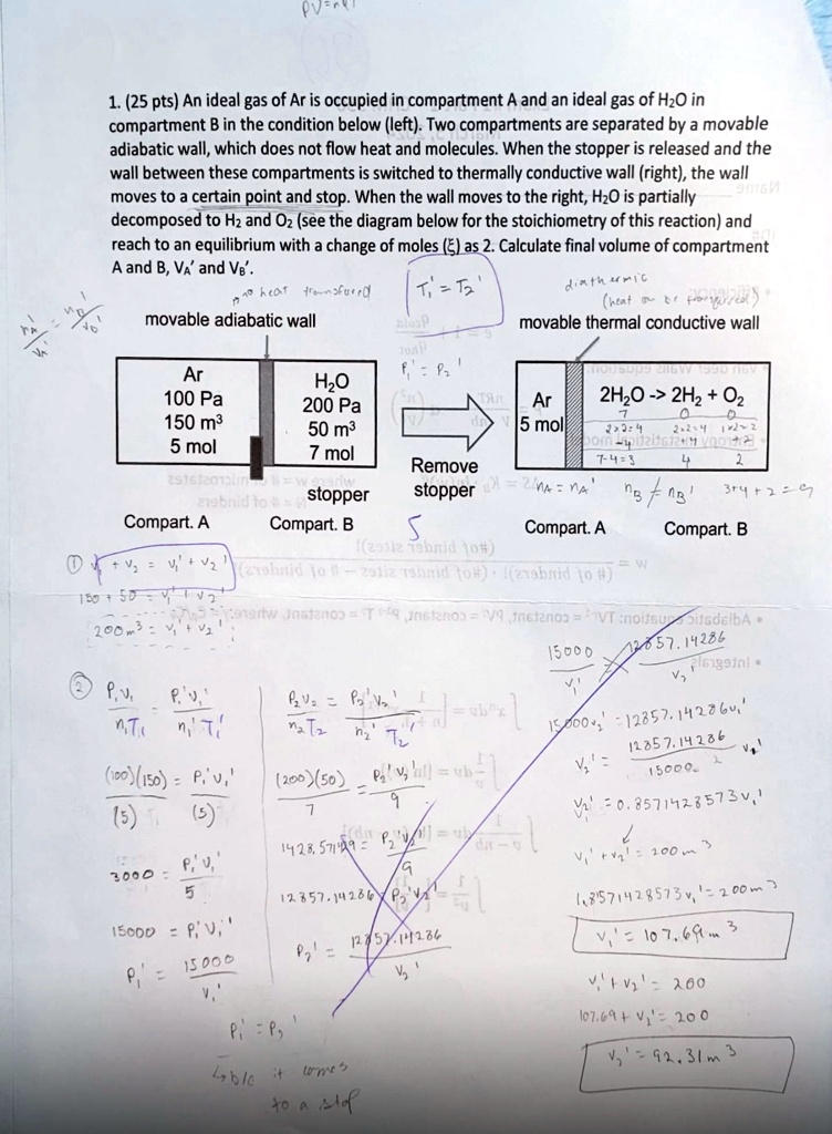 1 25 pts an ideal gas of ar is occupied in compartment a and...