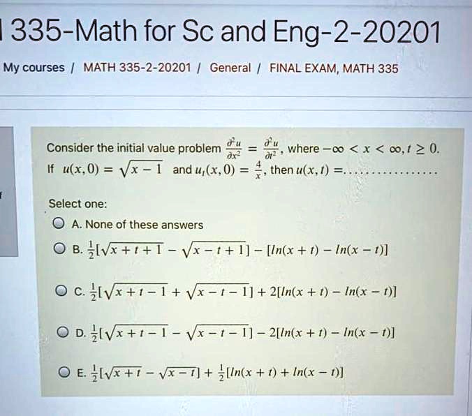 SOLVED:335-Math for Sc and Eng-2-20201 My courses MATH 335-2-20201 ...