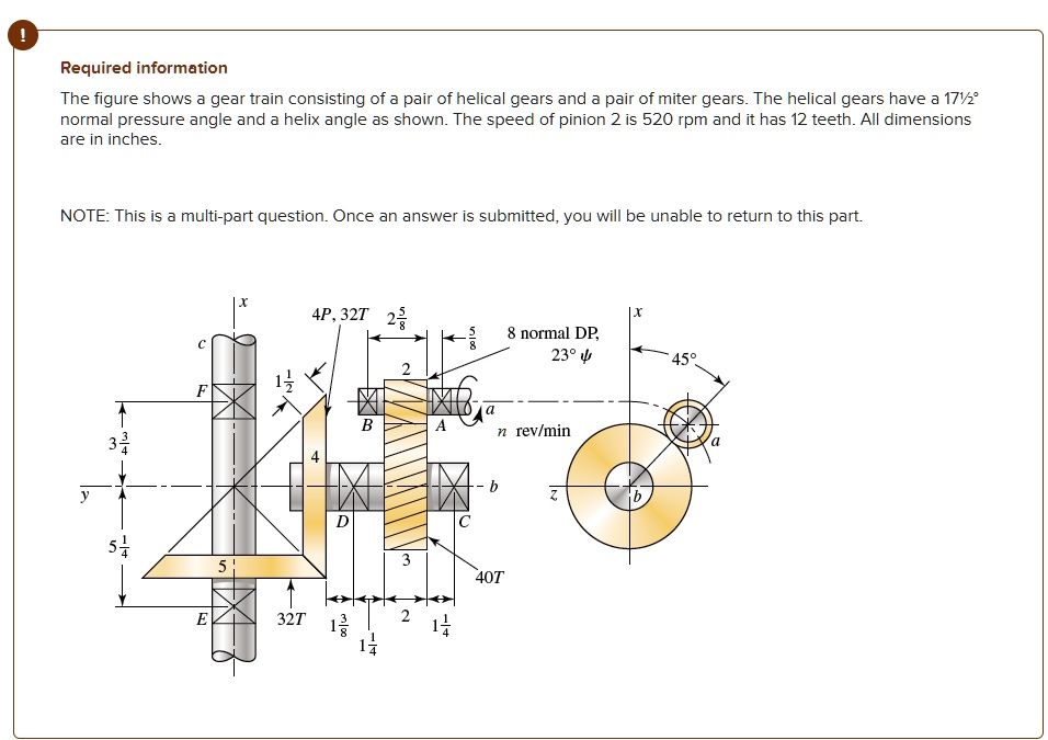 SOLVED: A) Find the speed of shaft C in rpm. B) The distance between ...
