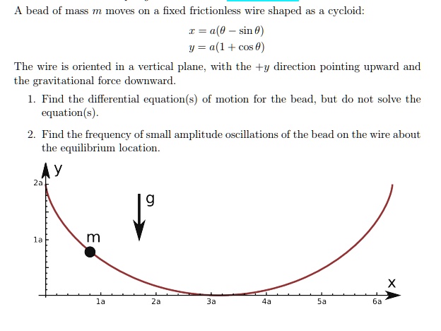A bead of mass m moves on a fixed frictionless wire shaped as a cycloid ...