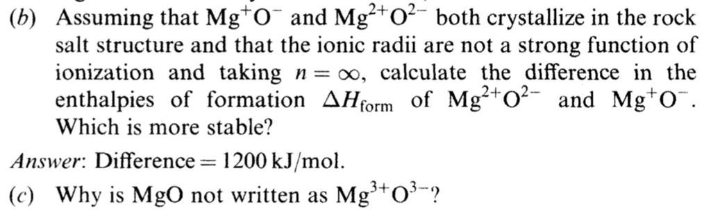 SOLVED: (b) Assuming that Mg^0 and Mg^2+ both crystallize in the rock ...