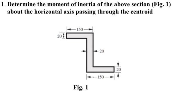 SOLVED: 1. Determine the moment of inertia of the above section (Fig: 1 ...