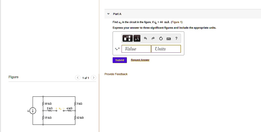 SOLVED: Find the current in the circuit in the figure, if Ig = 44 mA ...