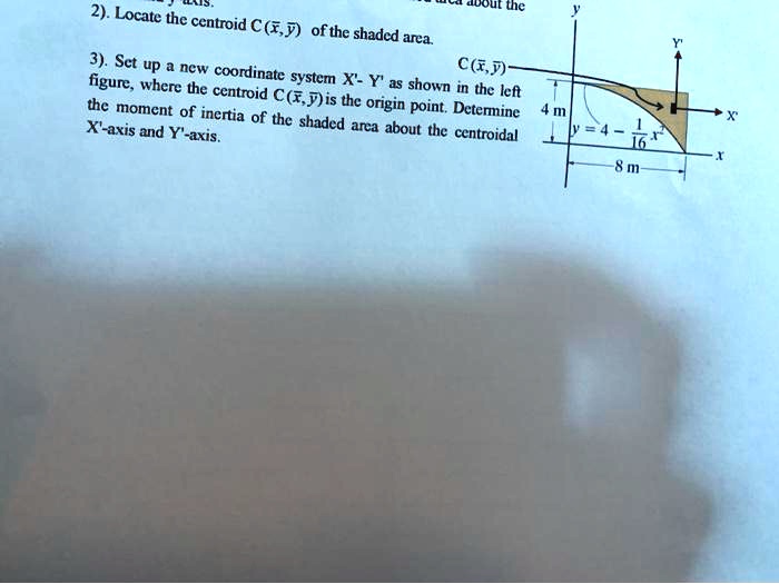 2. Locate the centroid (Cx, Cy) of the shaded area. 3. Set up a new ...