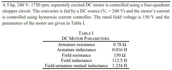 SOLVED: 1. Calculate rated values of the motor torque, current, and back emf voltage. 2 ...