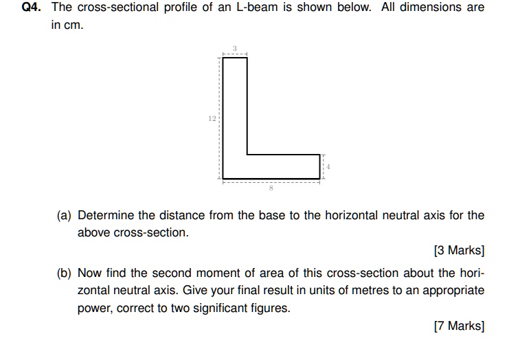 Q4. The cross-sectional profile of an L-beam is shown below. All ...