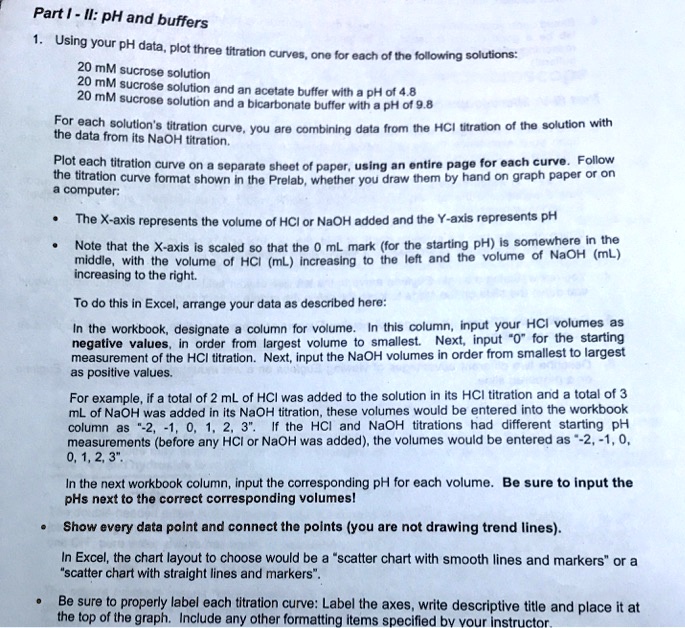 SOLVED: Part I - Il: PH and buffers Using your pH data, plot three ...