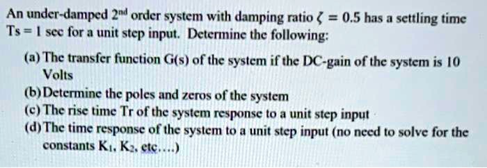 SOLVED: An under-damped 2nd order system with damping ratio