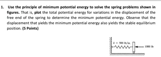 SOLVED: Use the principle of minimum potential energy to solve the spring problems shown in ...
