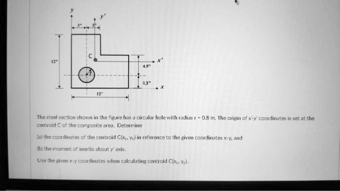 SOLVED: The steel section shown in the figure has a circular hole with ...