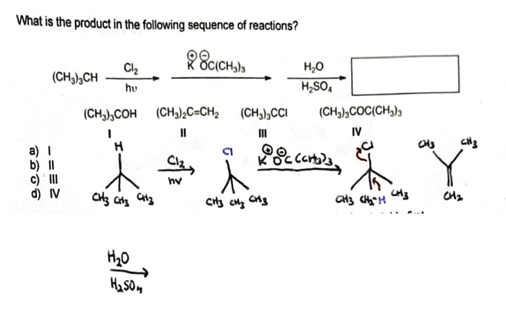 SOLVED: What is the product in the following sequence of reactions? R 8c(CH3)2Cl2 + H2O -> (CH3 ...
