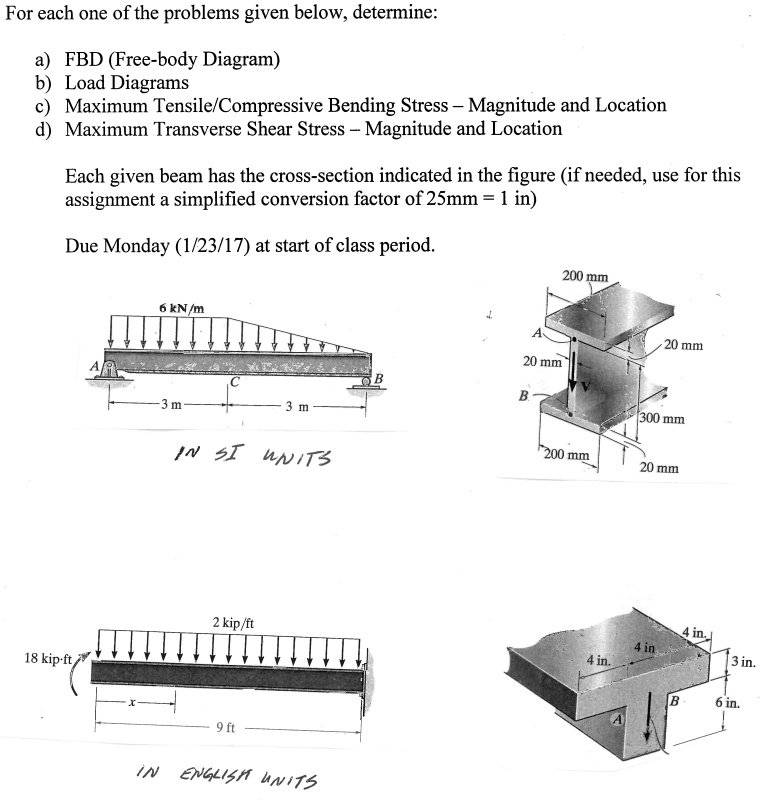 For each one of the problems given below, determine: a) FBD (Free-body ...