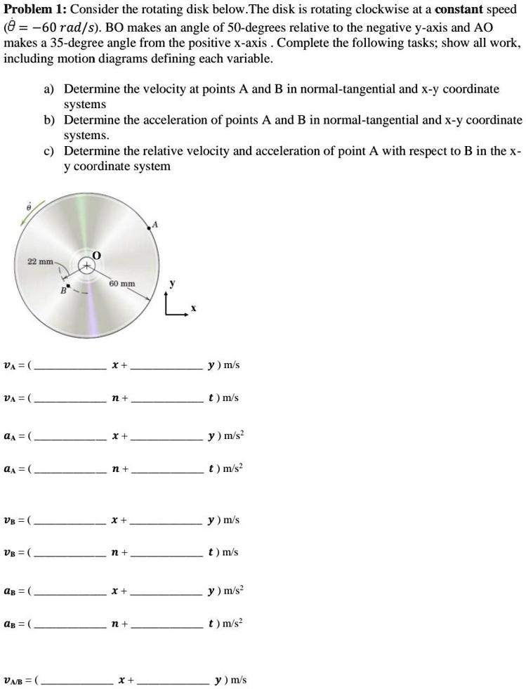 SOLVED: Problem 1: Consider the rotating disk below. The disk is ...
