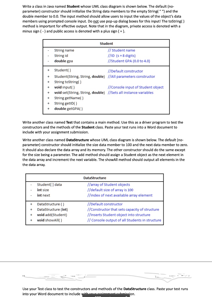 Solved Create A Java Program Following Specifications Write A Class