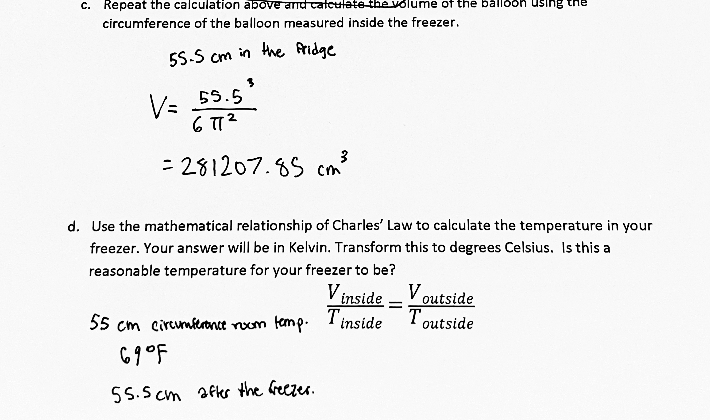 SOLVED: c. Repeat the calculation above and cate the volume of the ...
