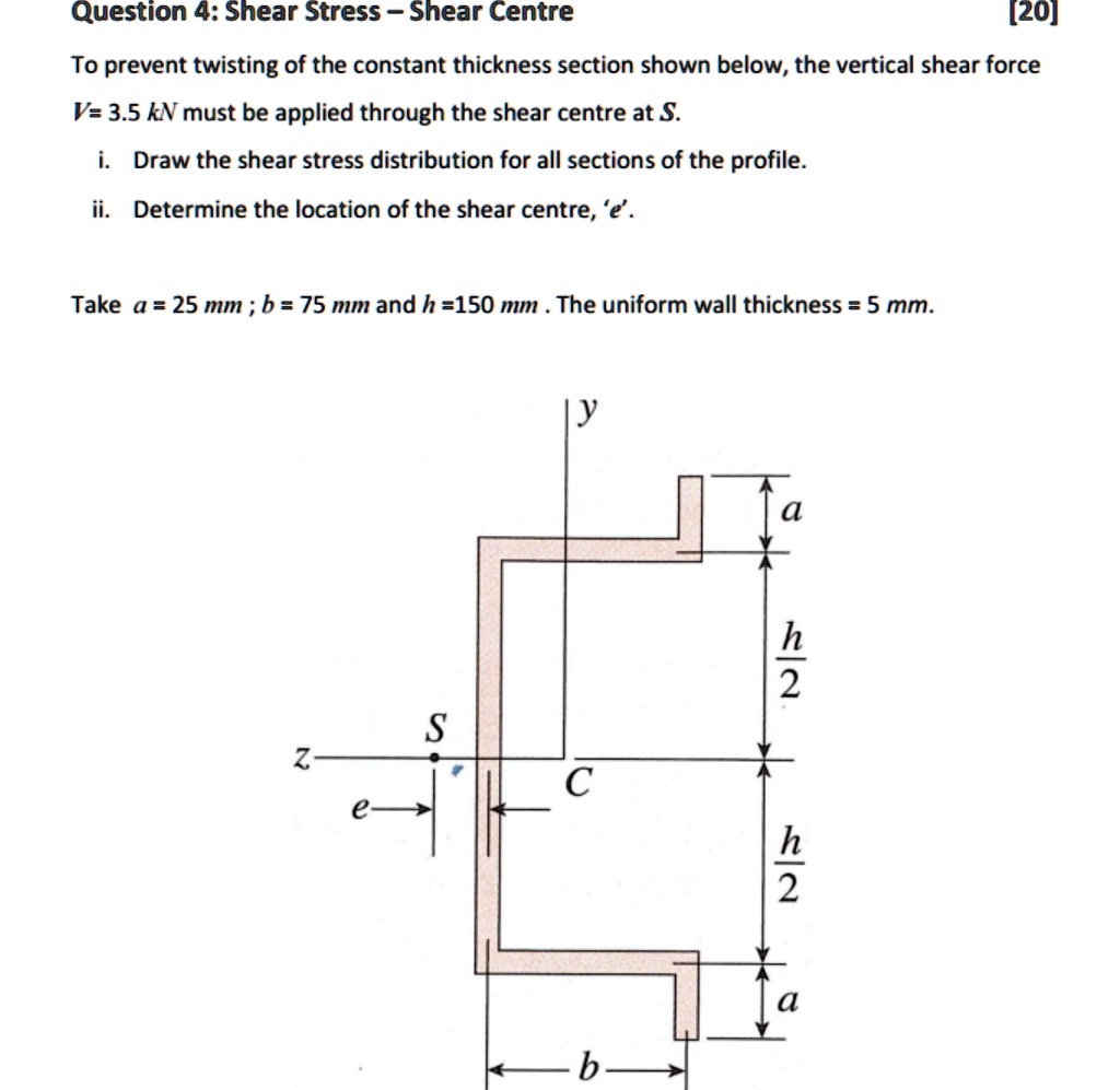 question 4 shear stress shear centre 20 to prevent twisting of the ...
