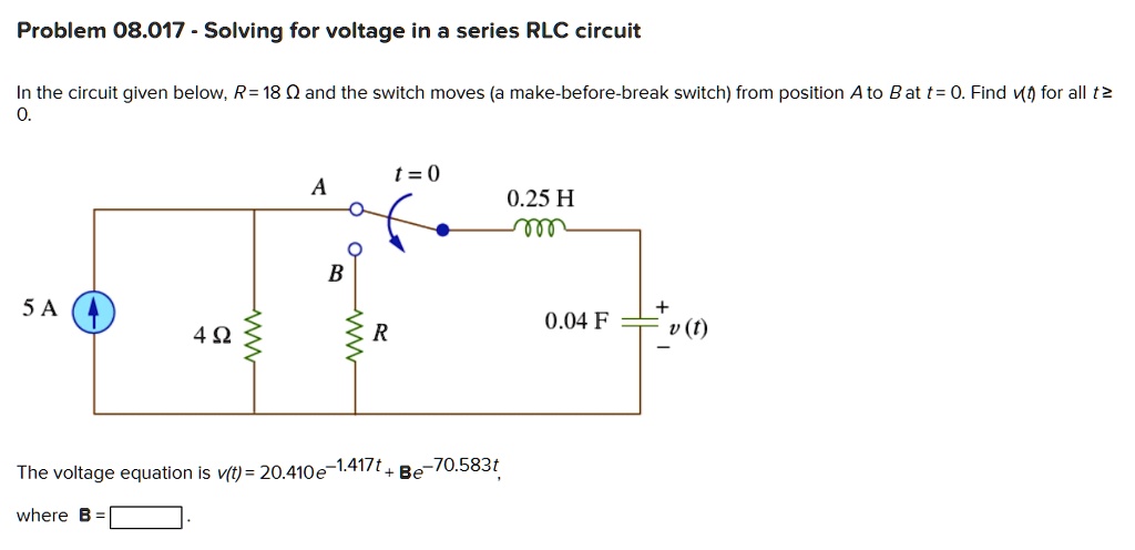 Problem 08.017 - Solving for voltage in a series RLC circuit In the ...