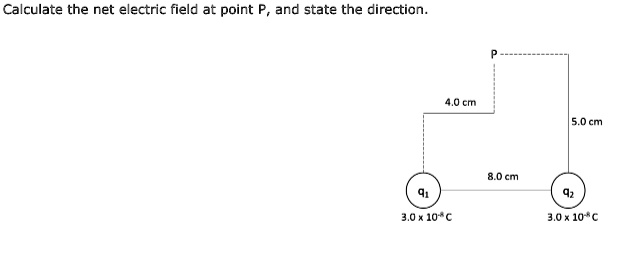 SOLVED: Calculate the net electric field at point P and state the ...
