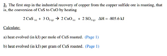the first step in the industrial recovery of copper fror the copper ...