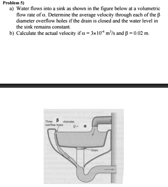 SOLVED: Problem 5) a) Water flows into a sink as shown in the figure ...